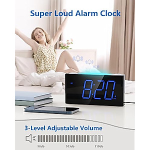 Digital Alarm Clock for Bedroom - 7 Color Night Light,2 USB Chargers,7.5" Large Number Screen & Slider Dimmer,12/24 H,Battery Backup,Easy Loud Electric Alarm Clock for Heavy Sleeper,Boy&Girl Kid Teen