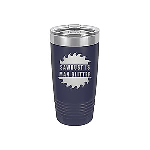 Rogue River Tactical Funny Sawdust Is Man Glitter Large 20 Ounce Travel Tumbler Mug Cup w/Lid Vacuum Insulated Hot or Cold Sarcastic Work Gift Dad Father For Men Him (Blue)