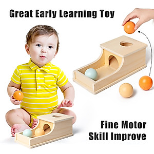 Busy edition Montessori Toys for Babies 6-12 Months Object Permanence Box Wooden Ball Drop Toy Play for 6 Month 1 2 3 Year Old Toddlers Infant Early Age Toy