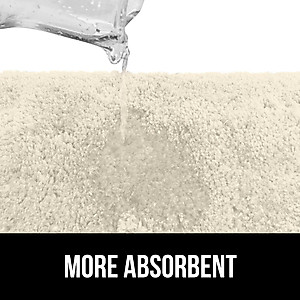 Gorilla Grip Premium Luxury Bath Rug, Absorbent, Soft, Thick Shag, Bathroom Mat Rugs, Machine Wash, Microfiber Dries Quickly, Mats for Bath Room, Shower, Bathtub and Spa Floors, 24x17, Ivory Cream