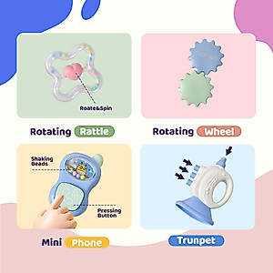 Cuterabit 13PCS Baby Rattles 0-6 Months, Baby Teething Toys with Storage Case, Infant Toys 0-3-6-12 Months, Baby Girl Toys, Best Newborn Christmas Gift for Babies Infants Boy Girl