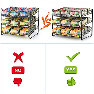 Toplife 2 Pack Stackable Can Organizer Rack, Soda Can Beverage Storage Dispenser Rack, Holds up to 36 Cans for Pantry, Refrigerator, Cabinet or Countertop, Black - Thicker Version