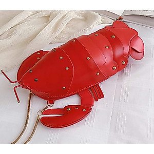 QZUnique Crayfish Shape Handbag Novelty Animal Shaped Purse Crossbody Bag Detachable Shoulder Bag for Women Girl