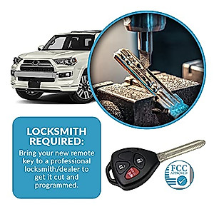 Keyless2Go Replacement for Keyless Entry Remote Car Key with G Chip for Select 4Runner Rav4 Yaris Models That Use HYQ12BBY, HYQ12BDC