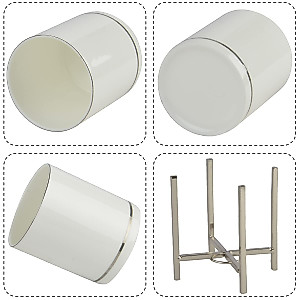 MONOSUGO Farmhouse Flatware Holder for Dinner Table, Countertop Silverware Organizer, Decorative Cutlery Utensil Caddy for Kitchen or Parties, Spoon Fork Knife Organizer, Cup with Silver Trim, 1 Pcs