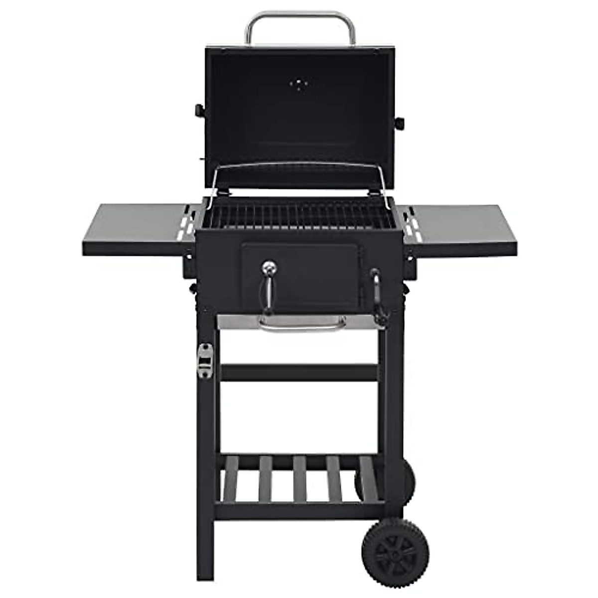VRAXO Charcoal-Fueled BBQ Grill with Bottom Shelf Black,Outdoor Grills-37.84lbs