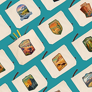 Lantern Press Santa Monica, California, Route 66 License Plates, Pier, 100% Cotton Zipper Pouch, Travel Accessory, Go Bag