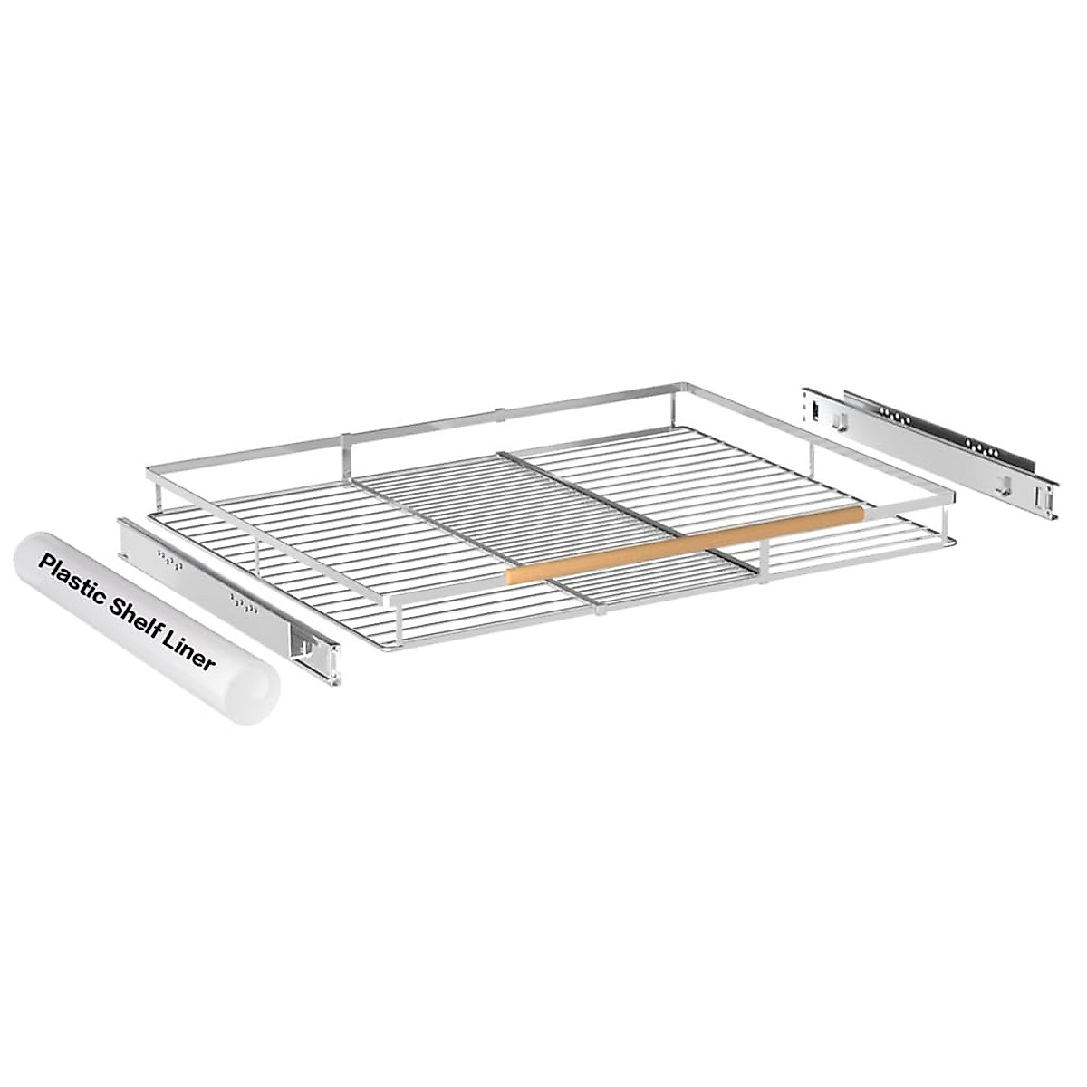 Slideep Expandable Slide Out Drawer, Large Pull Out Cabinet Organizer Pantry Shelves Storage Basket for Kitchen, Under Sink, Wardrobe, Chrome