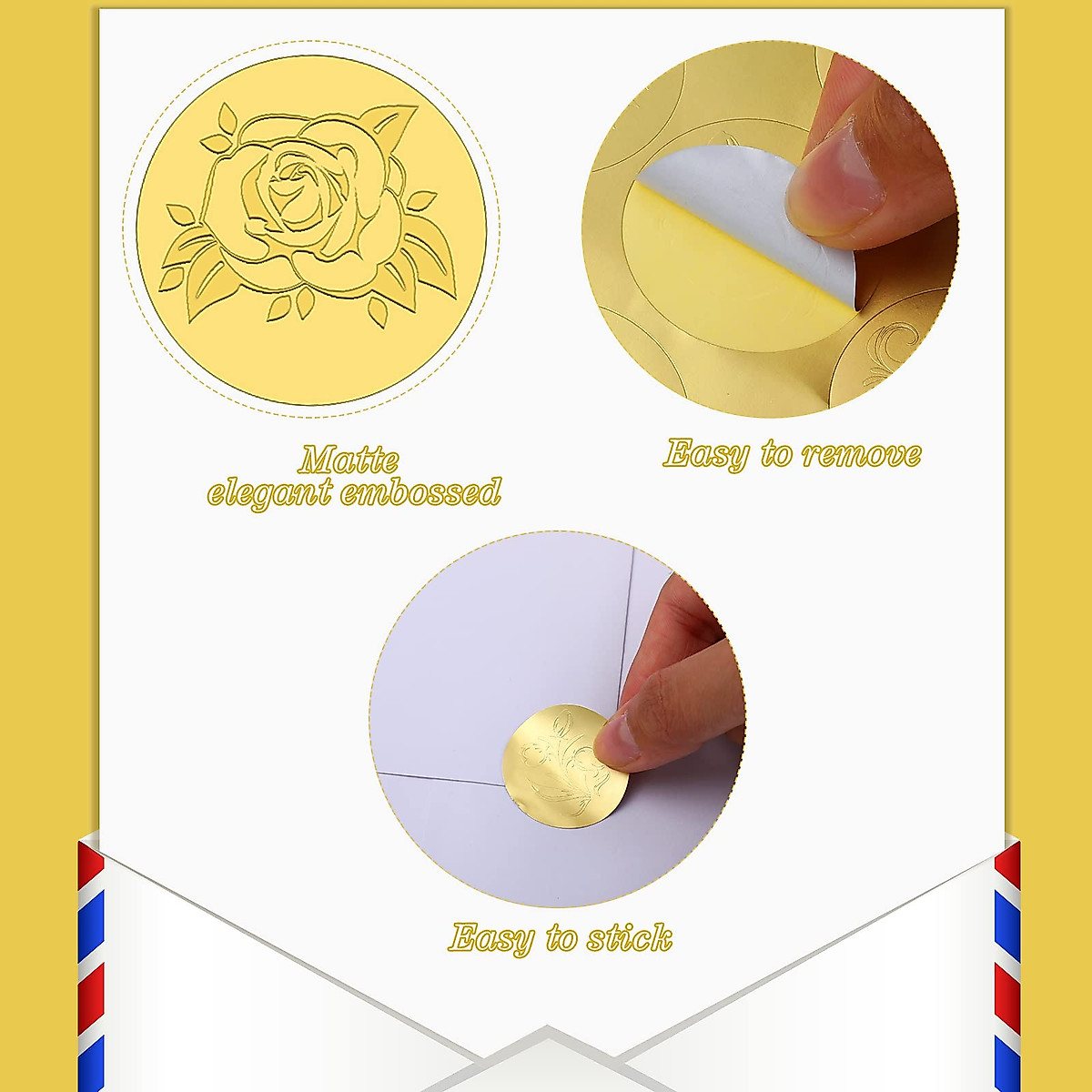 540 Pcs Gold Embossed Envelope Seals Stickers Flowers Plants Self Adhesive Seal Stickers Wax Seals Stickers for Wedding Invitations Greeting Cards Party Certification DIY, 6 Styles