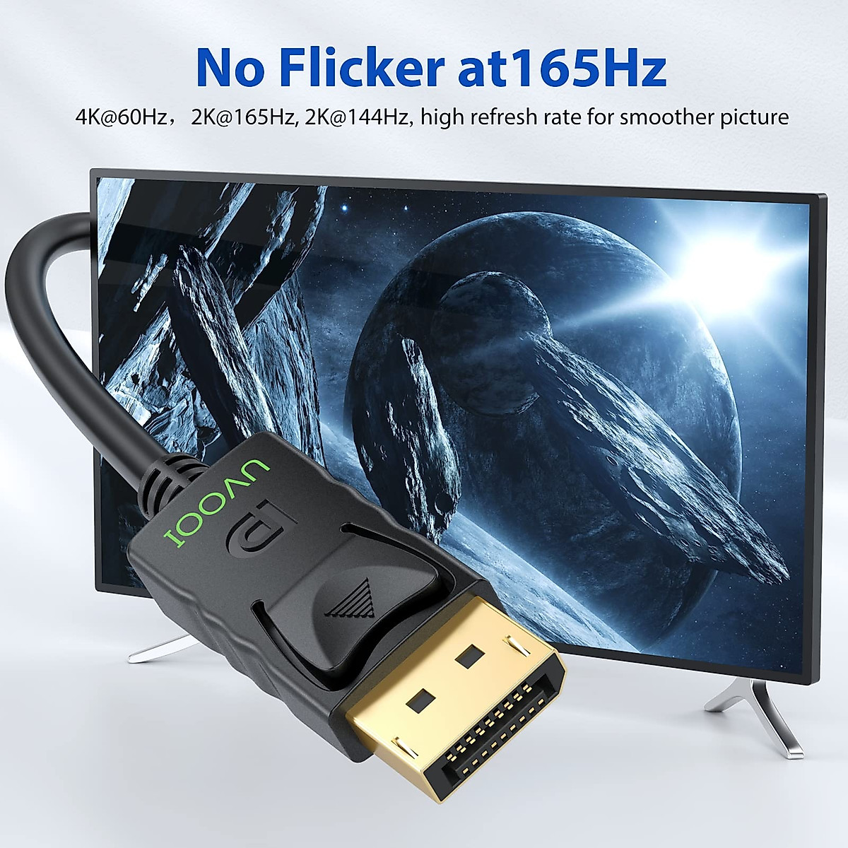 UVOOI DisplayPort to DisplayPort Cable 3-Pack, 6 Feet, 4K Display Port DP to DP Cord 6FT [4K@60Hz, 2K@165Hz, 2K@144Hz] Compatible with All Display Port Devices