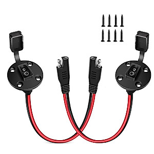 Tata.Meila 2 Pcs 12AWG SAE Power Socket Sidewall Ports, Weatherproof SAE Quick Connect Solar Panel Mount Universal Flush-Mountable Connector