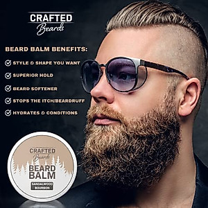 Crafted Beards - Beard Balm - Beard Wax - Mustache Wax - Light Hold - For a Softer, Smoother, Moisturized Beard - Made with All-Natural and Organic Ingredients - Leave in Conditioner (Sandalwood Bourbon)