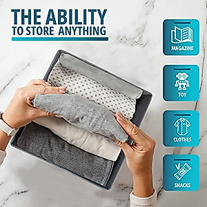 Klozenet 11 inch cube storage bins 8-pack, Fabric Collapsible Storage Bins Durable and Sturdy With Handle For Closet Shelves, Storage, Books, Cloth and Toys/ foldable Cubby Organizer, (Black)