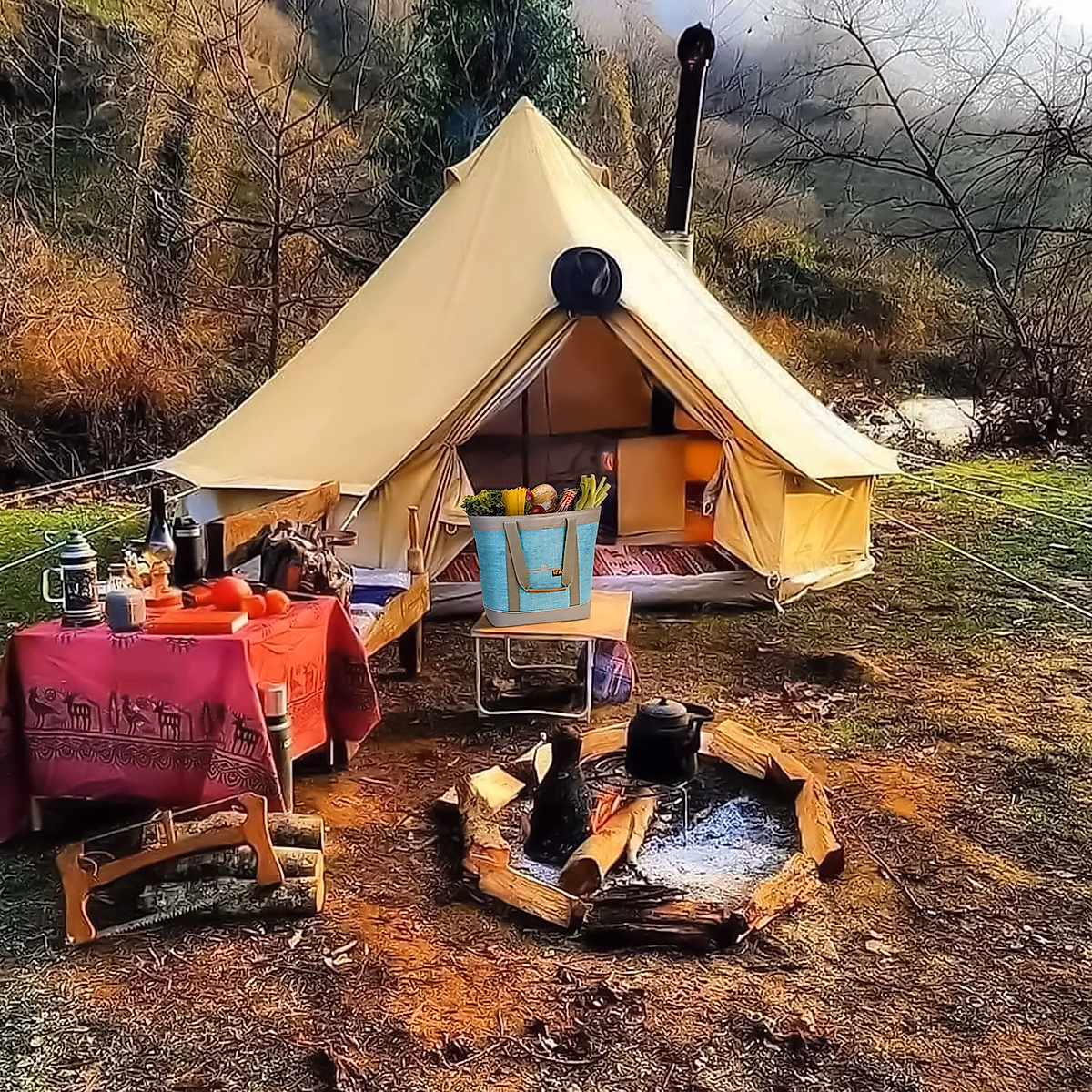 ifavo Premium Insulated Cooler Bag with HD Thermal Foam, Reusable Large Grocery Cooler Bag for Shopping Trip, Frozen and Hot Grocery Delivery,Outdoor Picnics,Beach Travel (Blue)