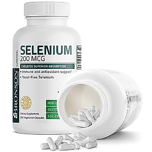 Bronson Selenium 200 mcg – Yeast Free Chelated Amino Acid Complex - Essential Trace Mineral with Superior Absorption, 250 Vegetarian Capsules