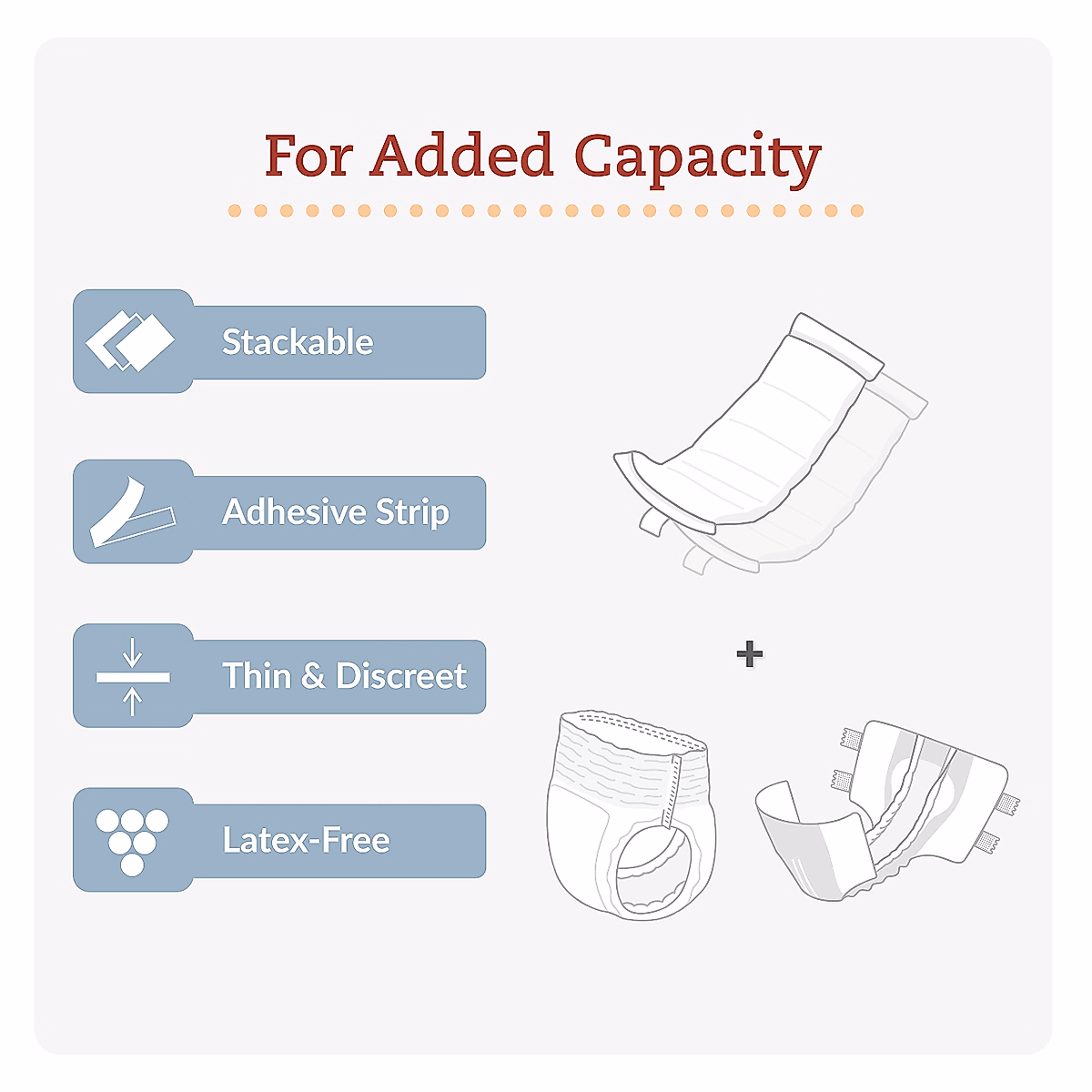 Tranquility TopLiner Disposable Booster Pads, Super (15" x 4.25") Flow-Through Design with Adhesive Strip for Max Absorption, Adult Unisex, 200ct Case