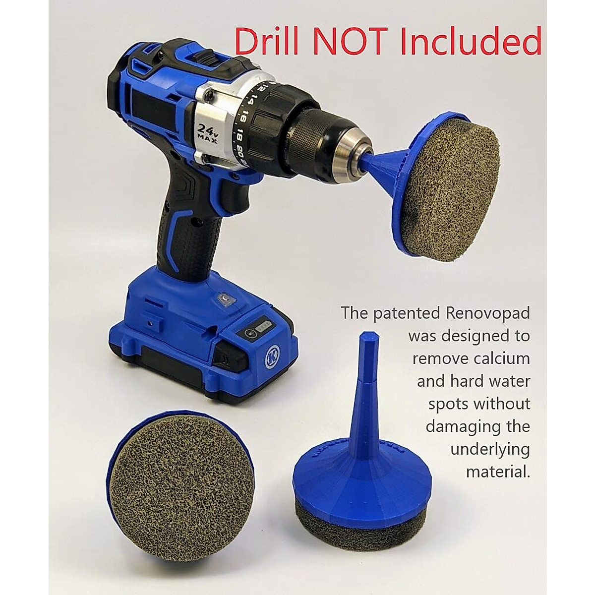 Renovo Products Pool Tile Cleaning Drill Pad Removes Calcium and Hard Water Spots from Waterline Pools Tile (1 Pad)