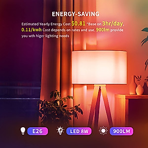 YEELIGHT Smart LED Light Bulbs 60W Equivalent, Smart LED Bulbs A19 Dimmable Smart Bulbs Work with Alexa & Google Home Razer Chroma, RGBW Color Changing Light Bulbs, 8W 900LM, 4 Pack