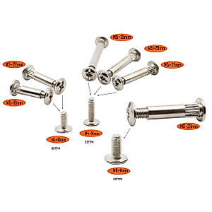 LBY 130pcs Phillips Chicago Screws, M5 x 16/20/25/29/35mm, M8 x29mm Rivet Screws Assortment Kit, Binding Screw Posts, Furniture Hardware Fitting, Carbon Steel, Nickel-Plated