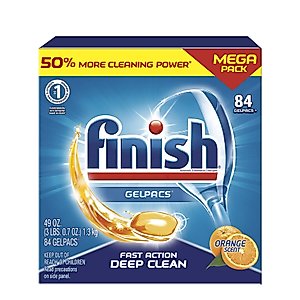 Finish Gelpacs Dishwasher Detergent, Orange Scent, 84 Count
