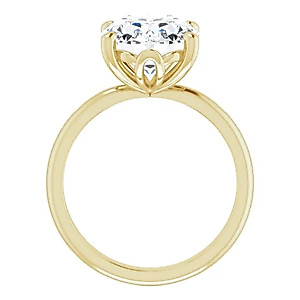 10K Solid Yellow Gold Handmade Engagement Rings, 4 CT Oval Cut Moissanite Diamond Solitaire Wedding/Bridal Rings for Women/Her, Minimalist Anniversary Ring Gifts (6)