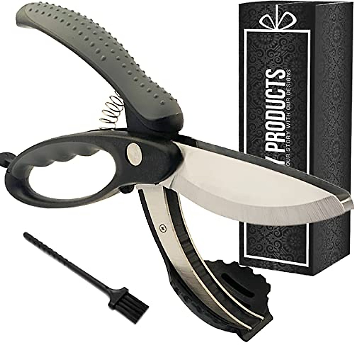 Toss and Chop Salad Tongs, Salad Chopper, Heavy Duty Kitchen Salad Scissors, Multifunction Double Blade Salad Cutting Tool (Black Salad scissor)