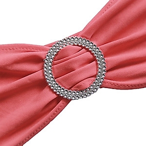 WELMATCH Coral Spandex Chair Bands Sashes - 50 pcs Wedding Banquet Party Event Decoration Chair Bows Ties (Coral, 50 pcs)