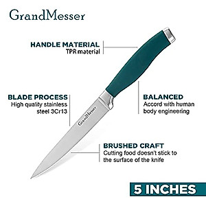 GrandMesser Chef Knife Set, 8" Chef's Knife & 5" Paring Knife with High Carbon German Stainless Steel Forging, Ergonomic Color Non-Slip Handle, Kitchen Knife with Gift Box.