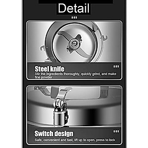 Electric Grain Grinder, High Speed Timing Grinder Powder Machine for Herb Coffee Spices, Multifunction Cereals Grinder Mill with Overload Protection, Home/Commerci