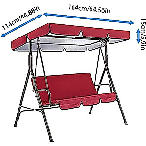 Patio Swing Canopy Waterproof Top Cover Set, Courtland Swing Replacement Awning Canopy Covers for Swing Chair Glider All Weather Protection Outdoor Garden Furniture(Dark Green, Three-seater76.77in)