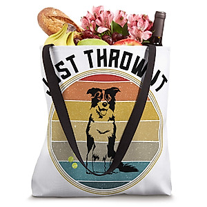 Retro Border Collie Lover Just Throw It Border Collie Mom Tote Bag