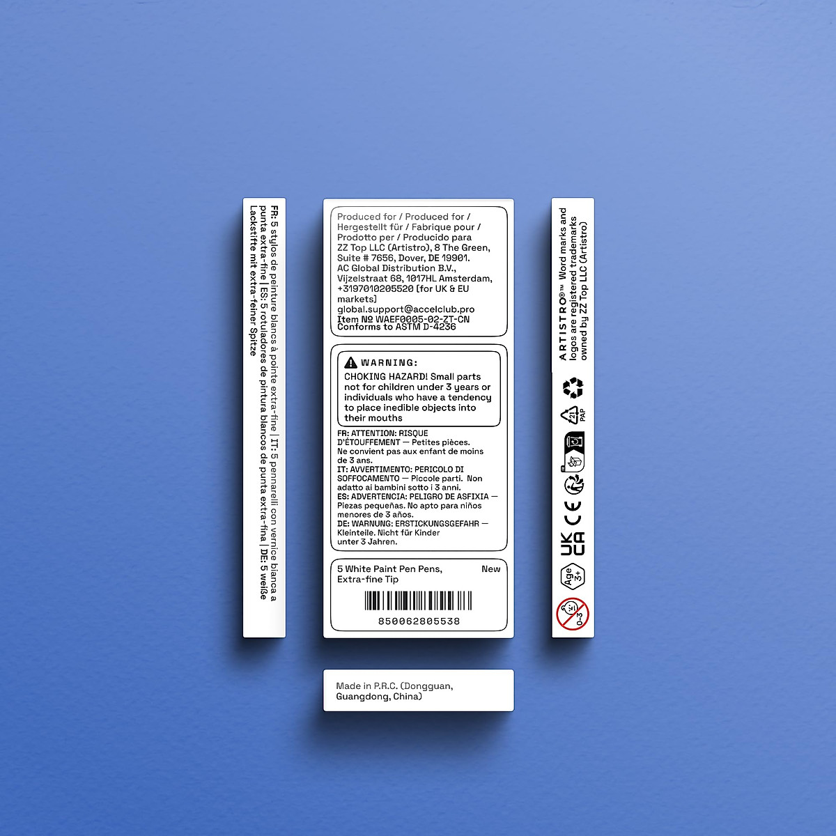 White Paint Pen for Rock Painting, Stone, Ceramic, Glass, Wood, Tire, Fabric, Metal, Canvas. Set of 5 Acrylic Paint White Marker Water-based Extra-fine Tip