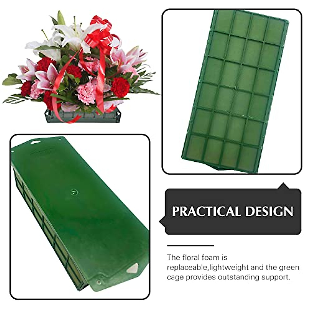 2 Pieces Floral Foam Cage,Flower Arrangements Supplies with Floral Foam,Rectangle Flower Holder Floral Foam Bricks for Fresh Flower Wedding Holiday Decorations
