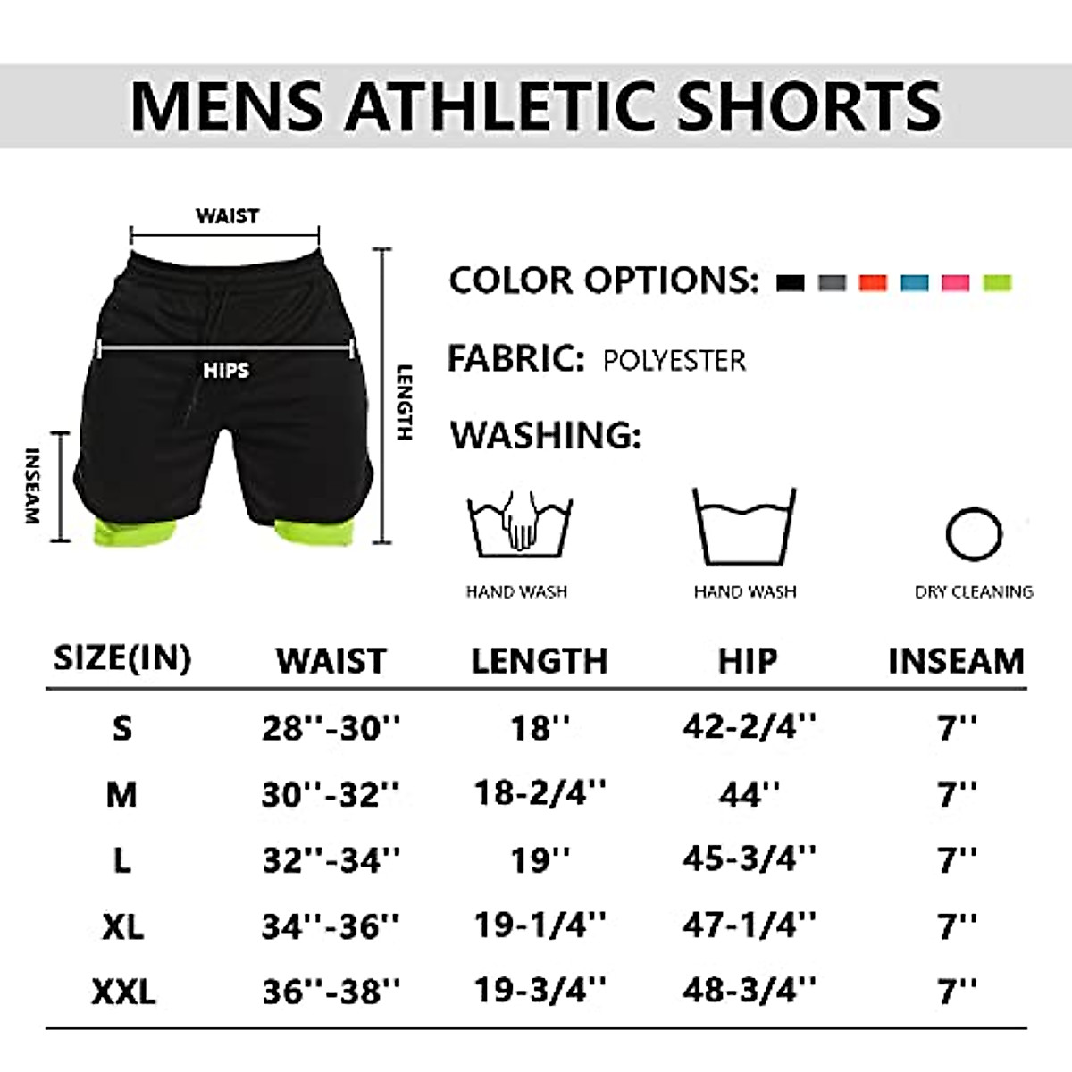 JWJ Mens 2 in 1 Running Shorts Quick Dry Gym Athletic Workout Clothes with Side Pockets,Green Large