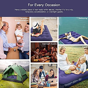 Giftway Queen Camping Air Mattress Inflatable Air Bed - Inflatable Air Mattresses with Flocked Top Foldable Blow Up Bed for Camping Tent/Guest/Travelling - Housewarming Gifts for Women/Men/Kids