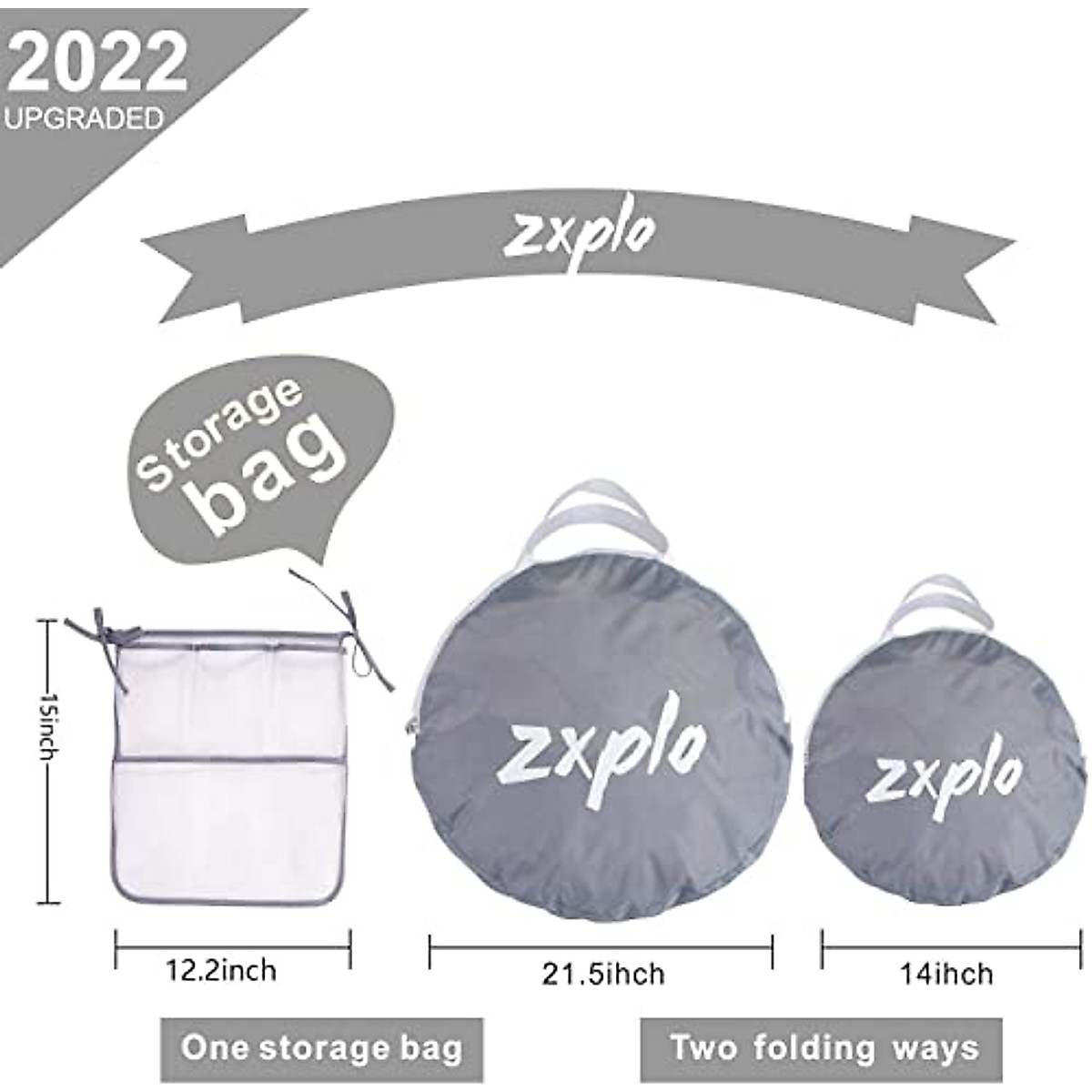 ZXPLO Baby Safety Crib Tent Infant Pop up Mosquito Net Nursery Bed Canopy Netting Cover - Keep Baby from Climbing Out with Hanging Diaper Storage Bag (Gray)