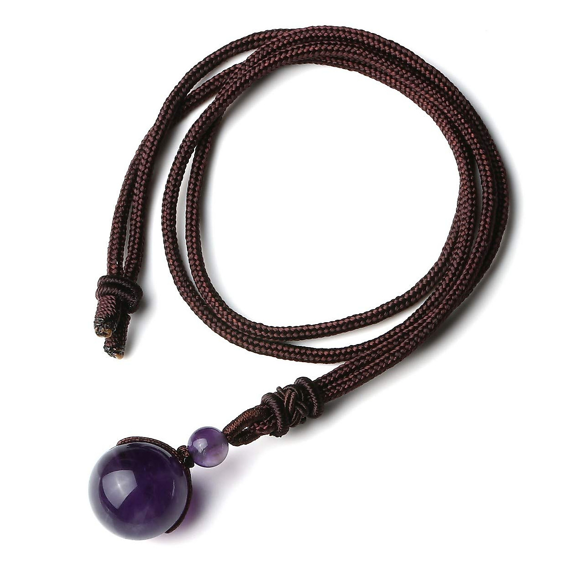 Jovivi Healing Crystals Necklace Natural Amethyst Lucky Blessing Protection Chakra Beads Stone Pendant for Women and Men Adjustable
