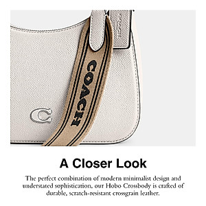 COACH Hobo Crossbody in Cross Grain Leather, Chalk, One Size