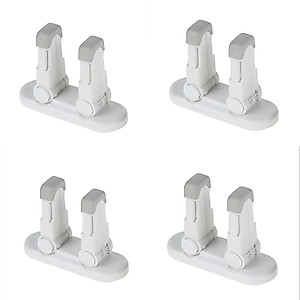 4-Pack Improved Childproof Door Lever Lock Prevents Toddlers From Opening Doors. Durable ABS with 3M Adhesive Backing.Easy One Hand Operation for Adults.Simple Install, No Tools Needed (4 white pack)