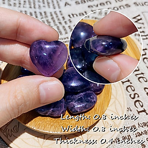 10 PCS Natural Heart Shaped Crystals Thicken Amethyst Polished Love Hearts Healing Crystal Cute Stones Palm Real Gemstone Set Wholesale Reiki Energy Balancing Meditation Bulk Gift for Mothers Day