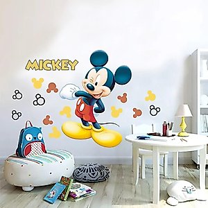 Mickey Mouse Vinyl Sticker for Toddler's Room Interior Mural Wall Decal for Kid's Playroom