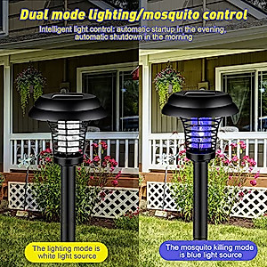 4 Pcs Solar Bug Zapper Waterproof Outdoor Mosquito Zapper Mosquito Killer and Lighting Mosquito Repellent Lamp for Indoor Outdoor Use Garden Patio, Purple and White Light (Black, Plastic)