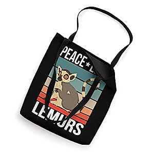 Peace Love Lemurs Quote Retro Primate Vintage Tote Bag