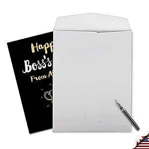 NobleWorks - 1 Jumbo Greeting Card for Boss (8.5 x 11 Inch) - Manager Gratitude, Thanks Notecard for Bosses - Happy Boss's Day from All J5886BOG-US