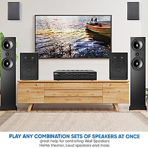 Pyle Home Premium New and Improved 6 Zone Channel Speaker Switch Selector Switch Box Hub Distribution Box for Multi-Channel High Powered Stereo Amplifier A,B,C,D Switches, 6 Pairs Of speakers PSS6