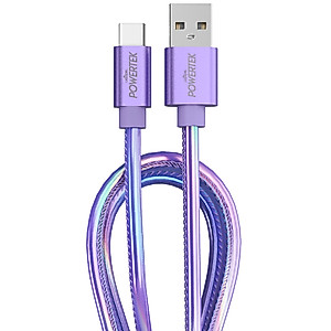 LIQUIPEL Powertek Metallic Shine USB Type C Charger Cable, 6ft Fast Charging USB C Cord, Adapter for Car, Galaxy, Android, Note, MacBook, Nintendo, PlayStation, Chromebook, Pixel (Purple)