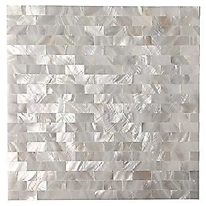 Art3d Peel and Stick Mother of Pearl Shell Mosaic Tile for Kitchen Backsplashes, 12" x 12" White Brick