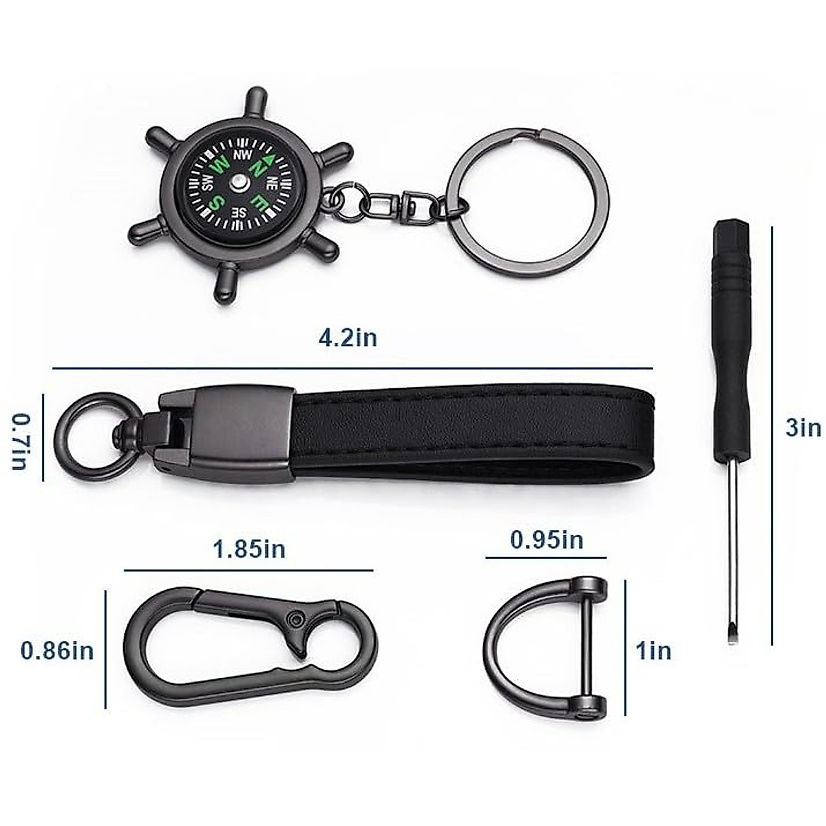 Key Chains for Car Keys, 360 Degree Rotatable Keychain for Men, Black Key Ring