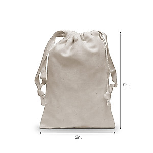 Drawstring Gift Bags - 12 Pack 5x7 Inch Small Natural Muslin Cotton Cloth Pouches in Bulk, Mini Cloth Fabric Canvas Pouch for Jewelry, Candy, Parties, Wedding Favors, Soaps, Treats, Crafts