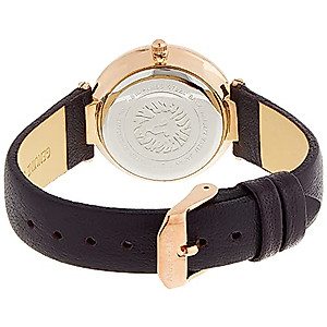 Anne Klein Women's AK/3272RGPL Premium Crystal Accented Rose Gold-Tone and Dark Plum Leather Strap Watch